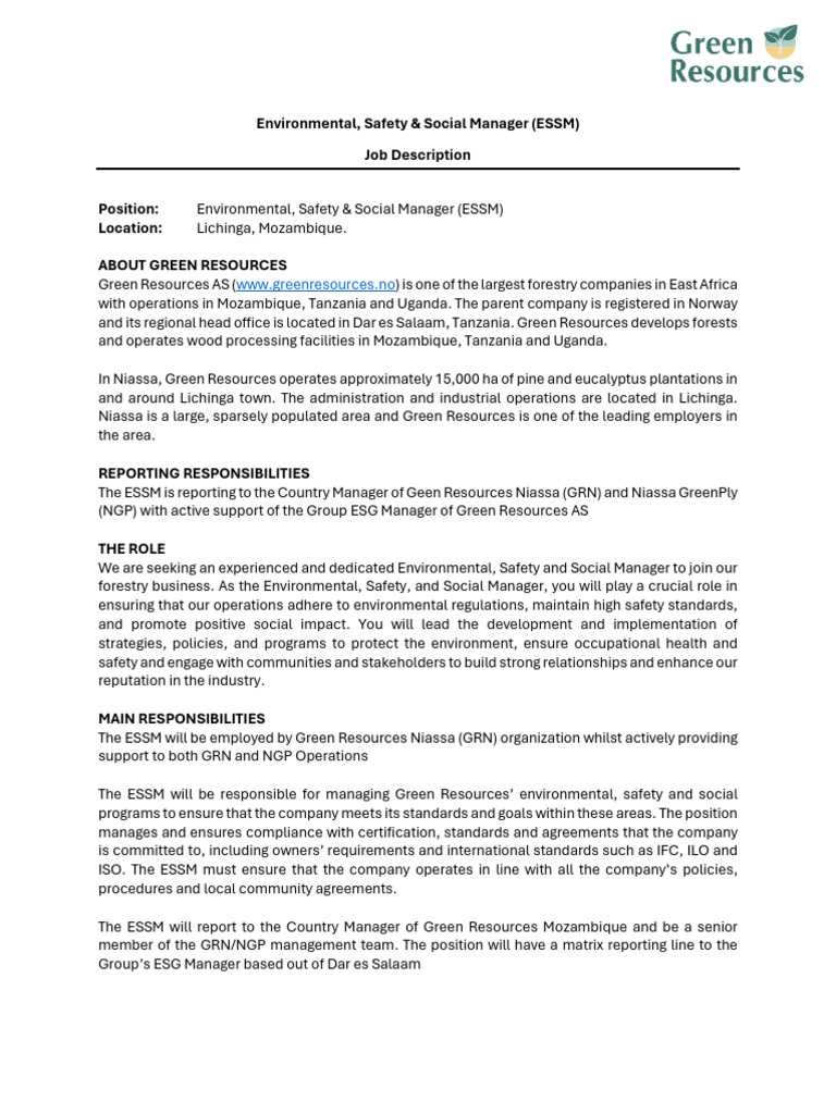 ESS Manager Mozambique | PDF