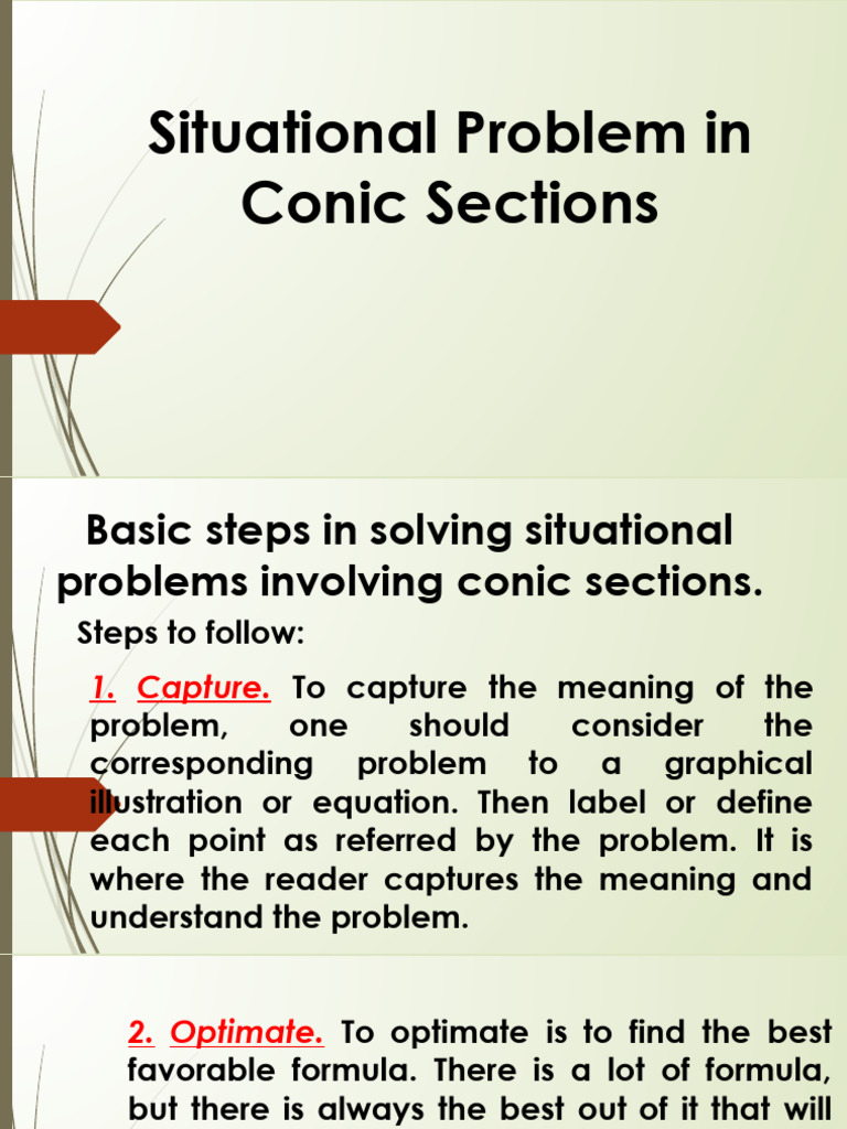 Solving Situational Problems in Conics Socrtaes | PDF