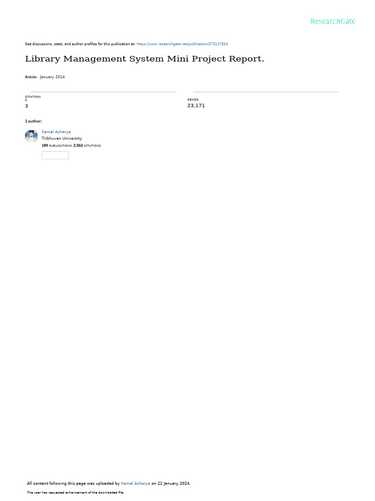 Library Management System Project Report | PDF