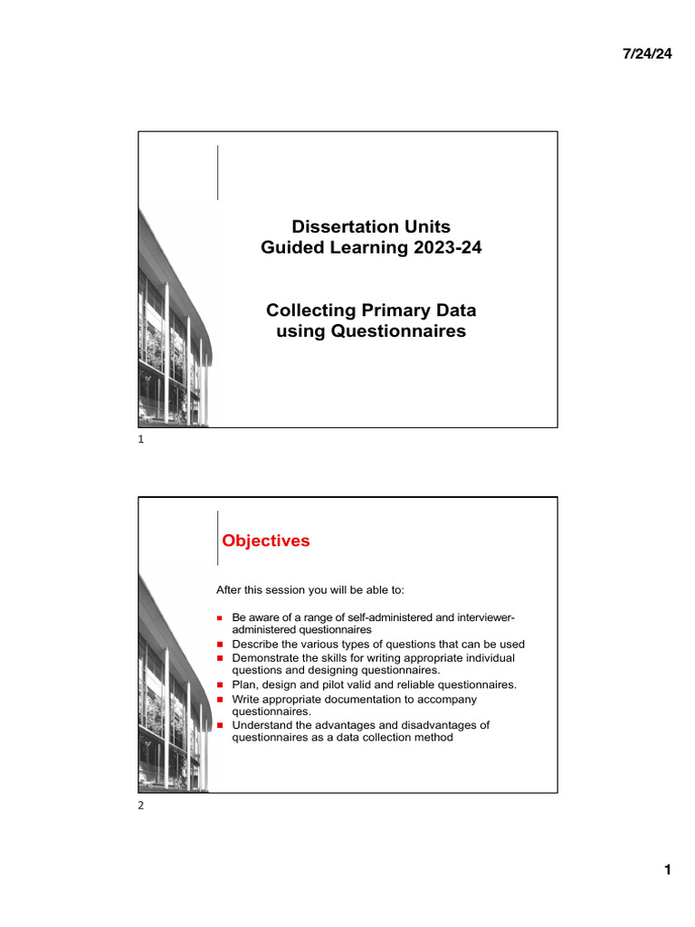 Collecting Primary Data Using Questionnaires | PDF | Methodology | Art