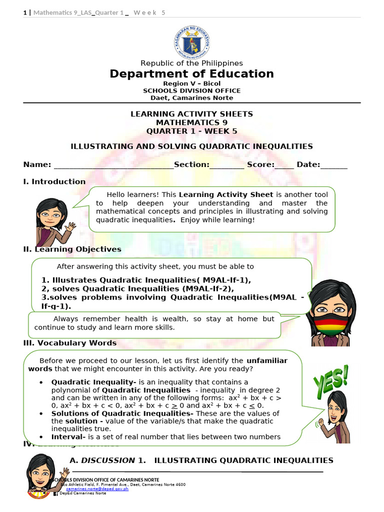 Math 9 - Las - Q1 Week 5 | PDF