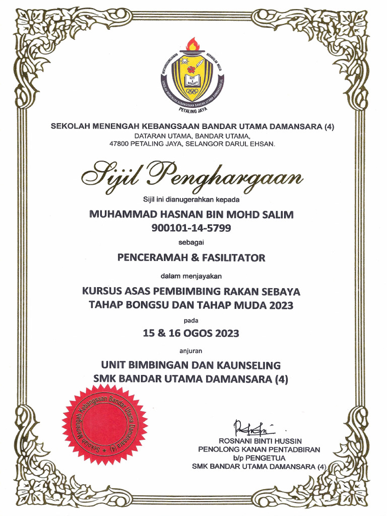 Sijil Penceramah PRS | PDF