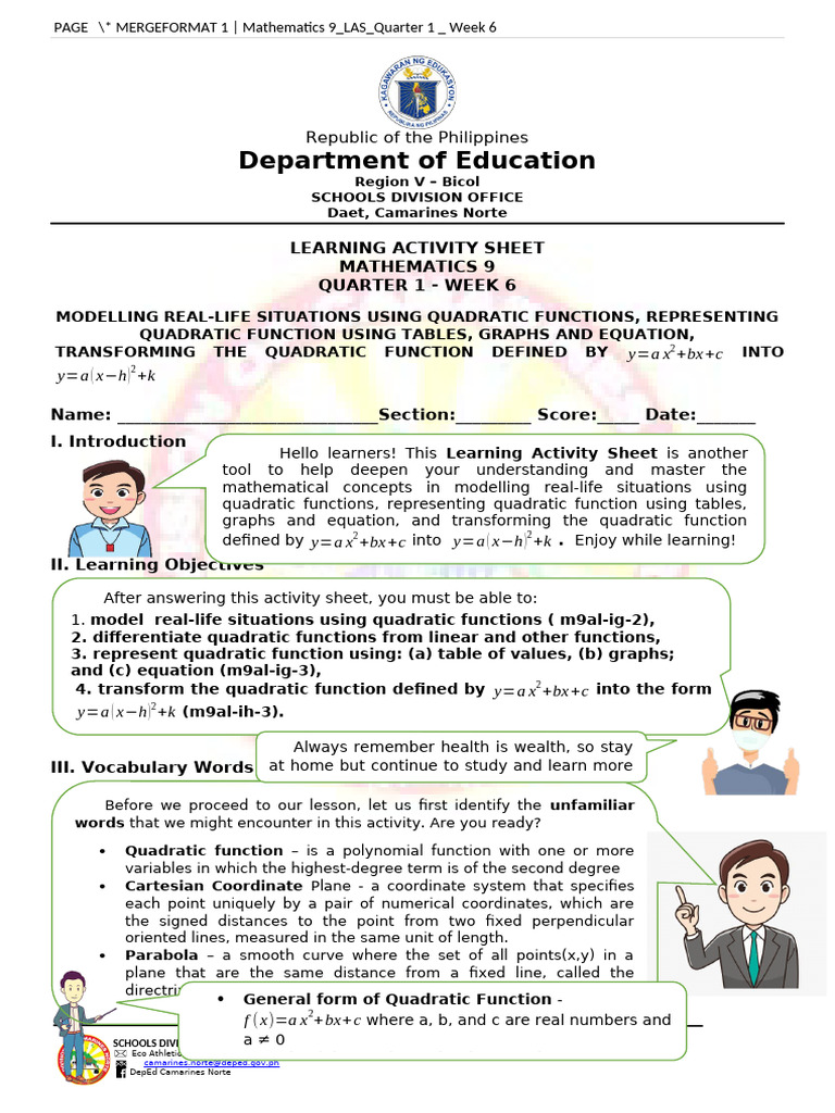 Math-9 Las q1 Week-6 | PDF