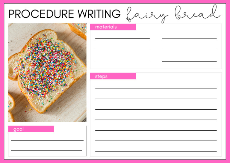 Fairy Bread Procedure Writing Scaffold | PDF