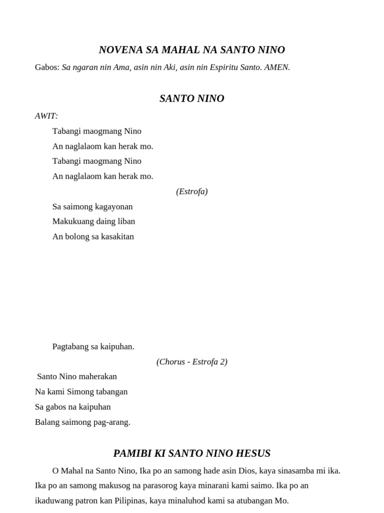 Novena Sa Mahal Na Santo Nino | PDF