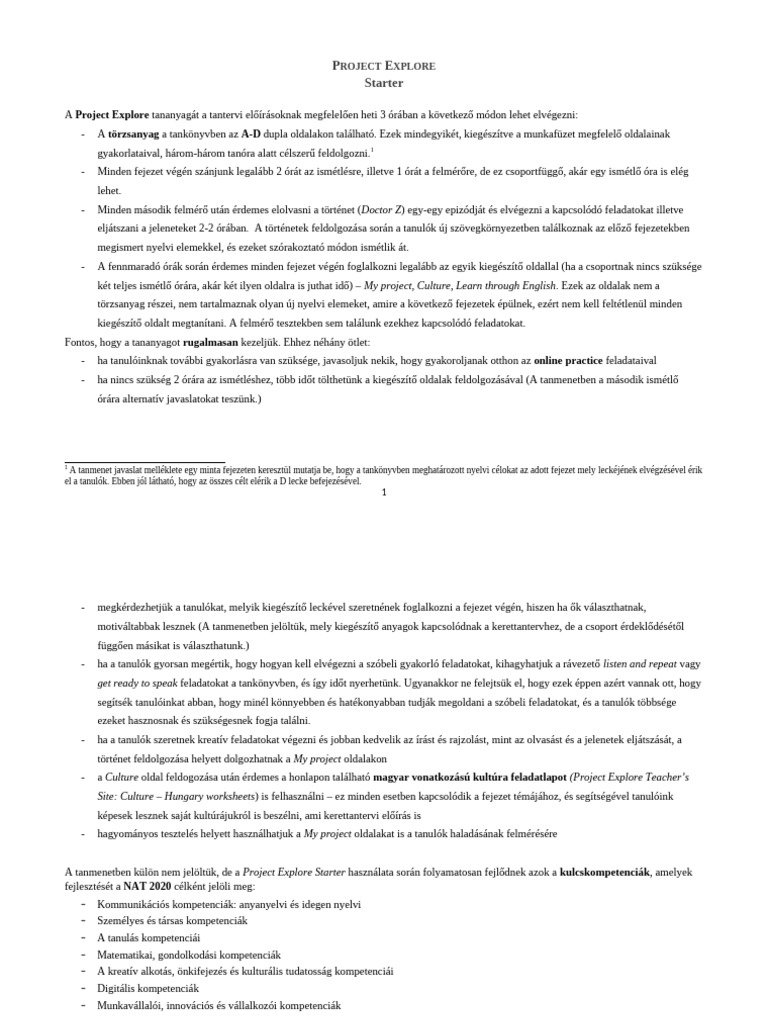 Projectexplorestarter Tanmenet | PDF