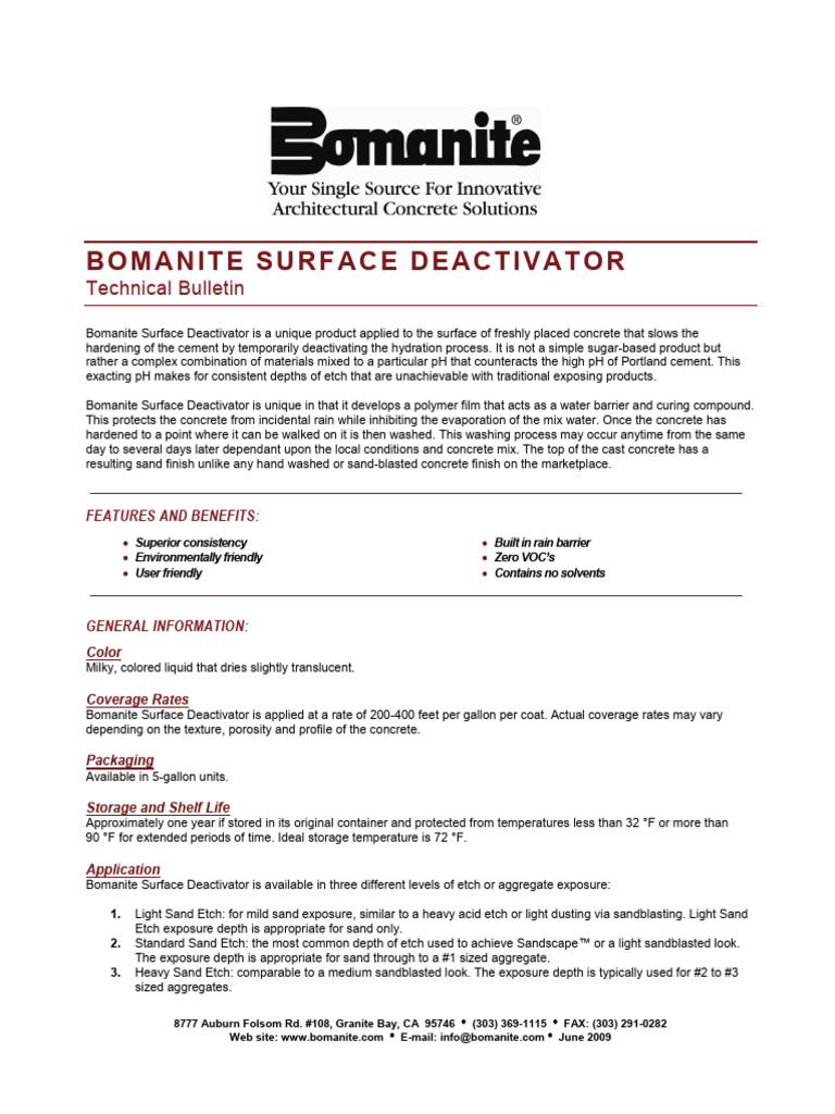 Surface Deactivator Technical Bulletin | PDF