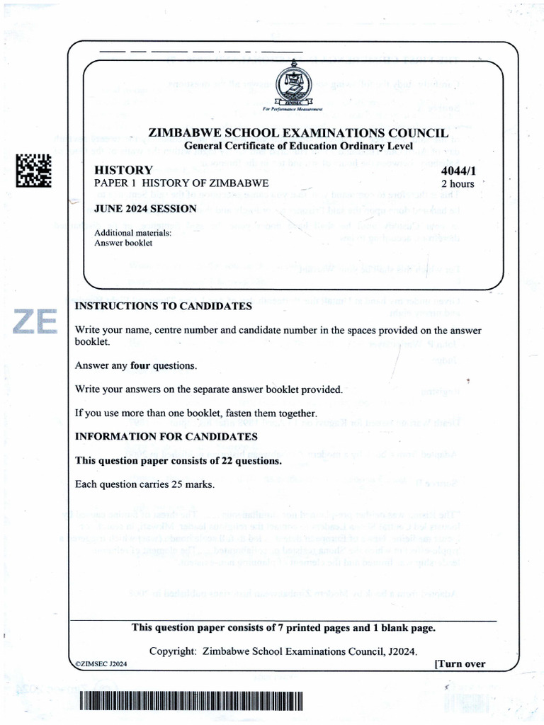 History Paper1 June 2024 | PDF