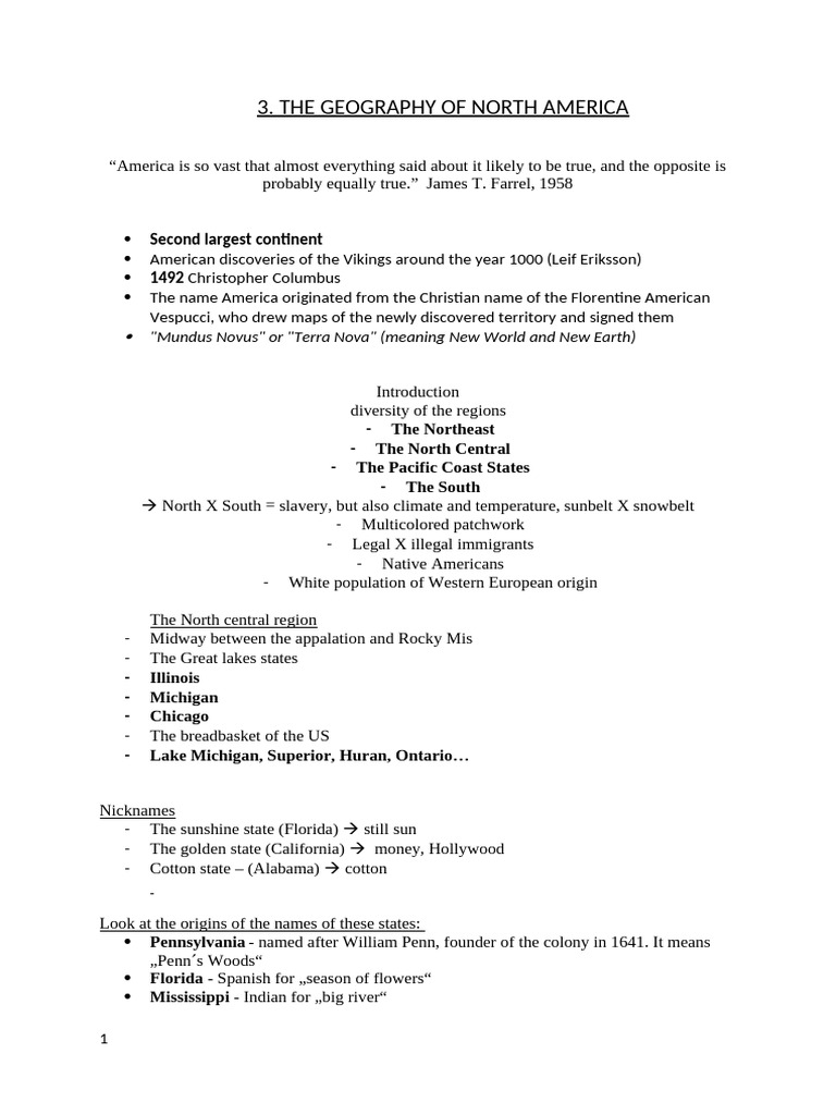 The Geography of North America 1 | PDF