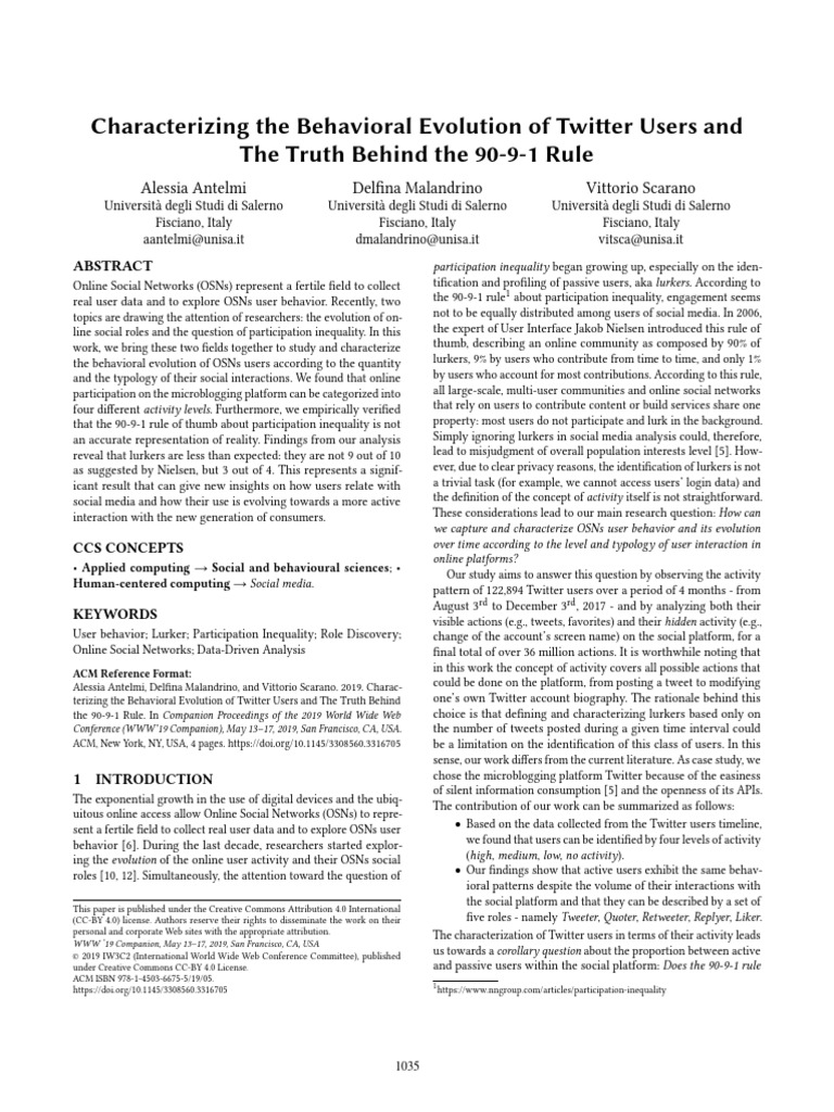 Characterizing The Behavioral Evolution of Twitter Users and | PDF