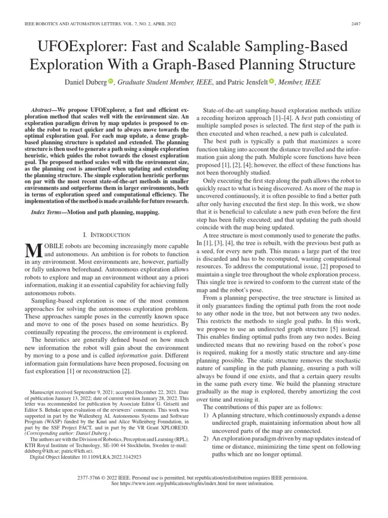 UFOExplorer Fast and Scalable Sampling-Based Exploration With A Graph-Based Planning Structure | PDF
