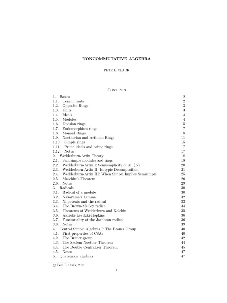 Non Commutative Algebra | PDF | Ring (Mathematics) | Module (Mathematics)