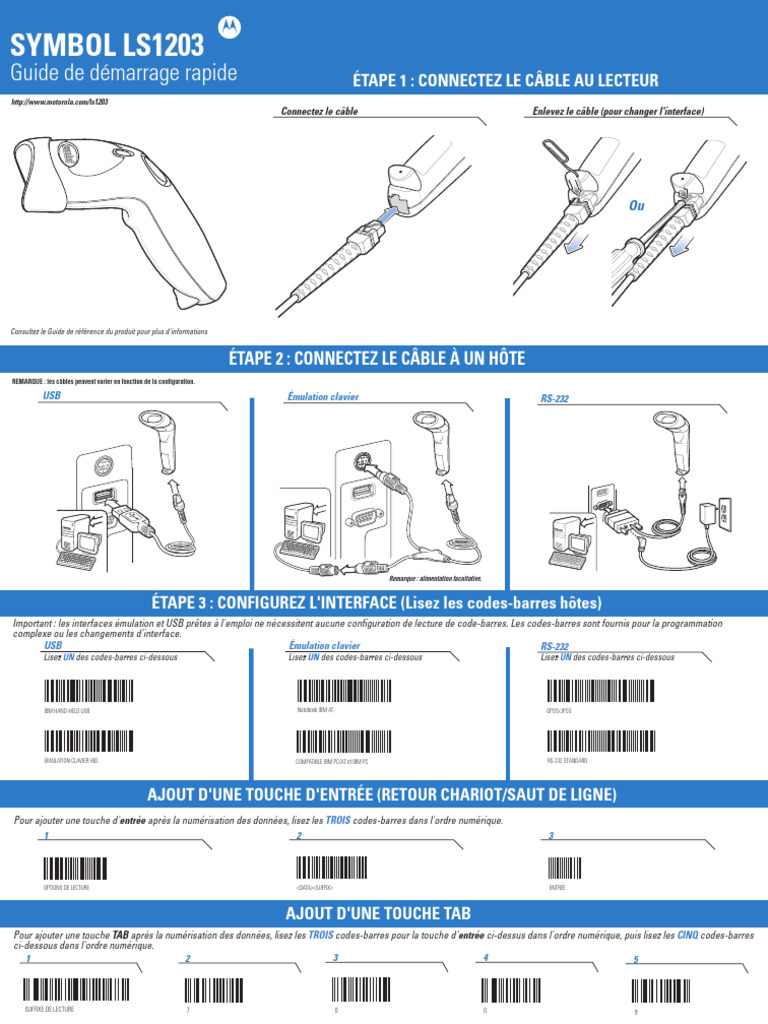 Douchette Code À Barre - Motorolla - LS1203 - QUICK - START - FR | PDF