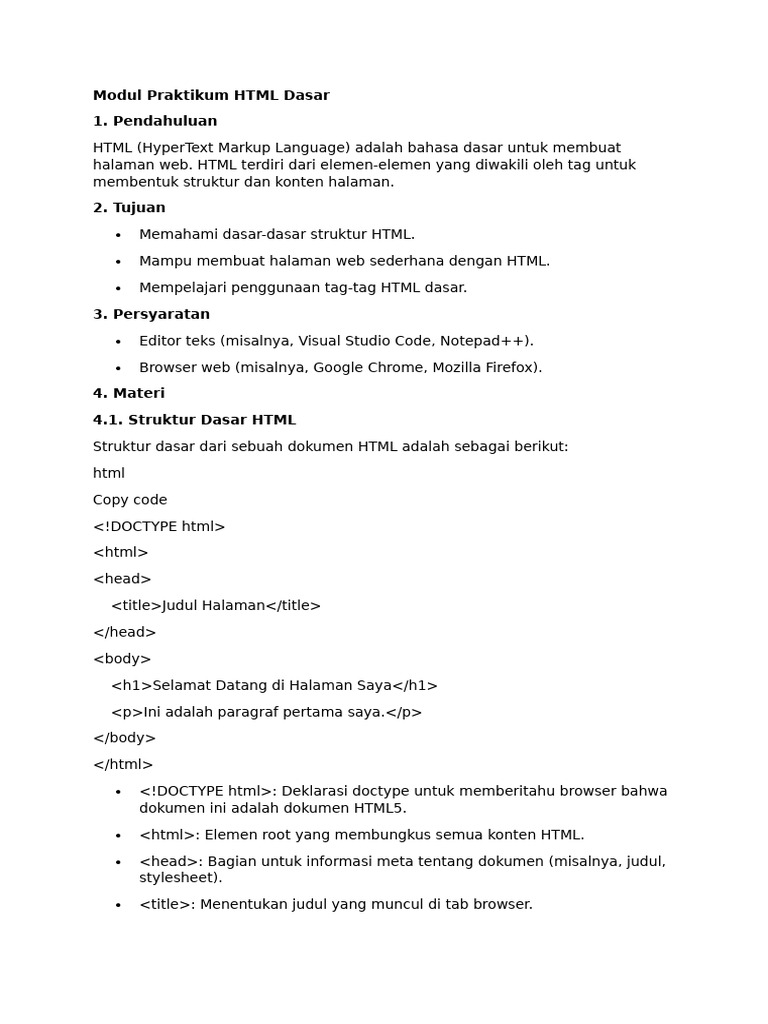 Praktikum HTML Dasar | PDF