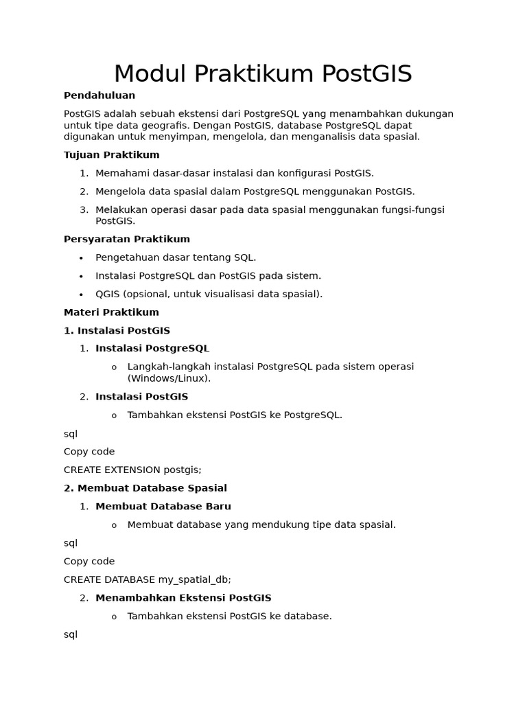 Modul Praktikum PostGIS | PDF