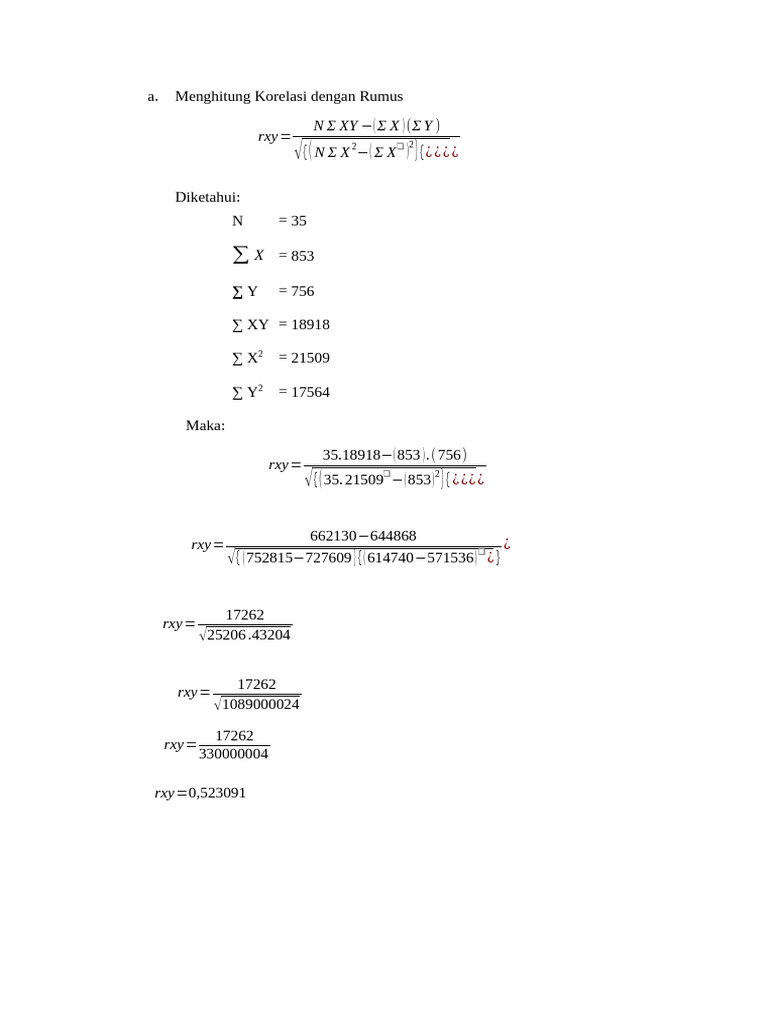 Menghitung Korelasi Dengan Rumus | PDF