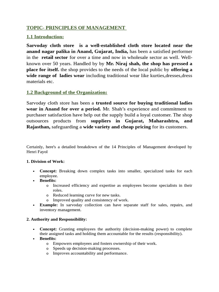 Principle of Management-1 | PDF