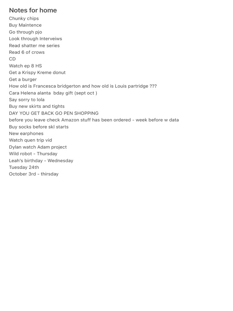 Notes For Home | PDF