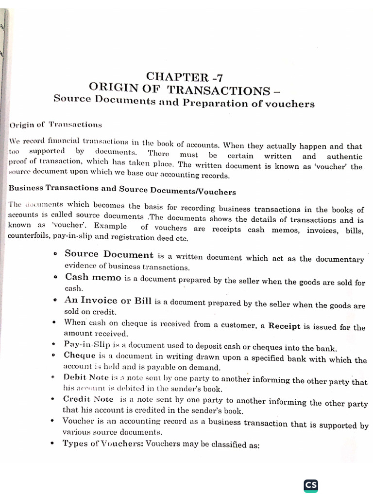 Ch-7 ( Origin of Transactions- Source Documents and Preparation of ...