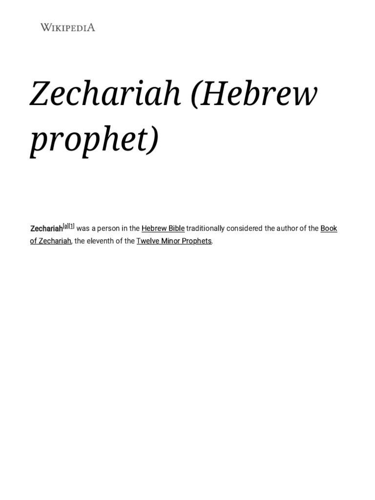 Zechariah (Hebrew Prophet) - Wikipedia | PDF