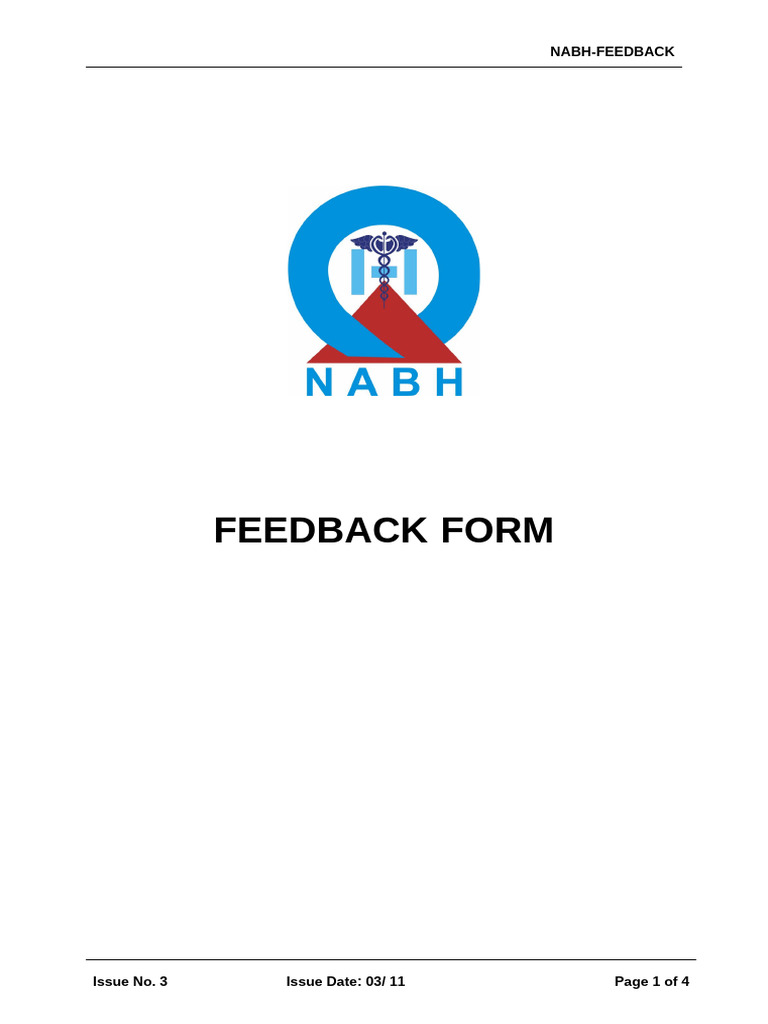 NABH Feedback Form-Issue 3 | PDF