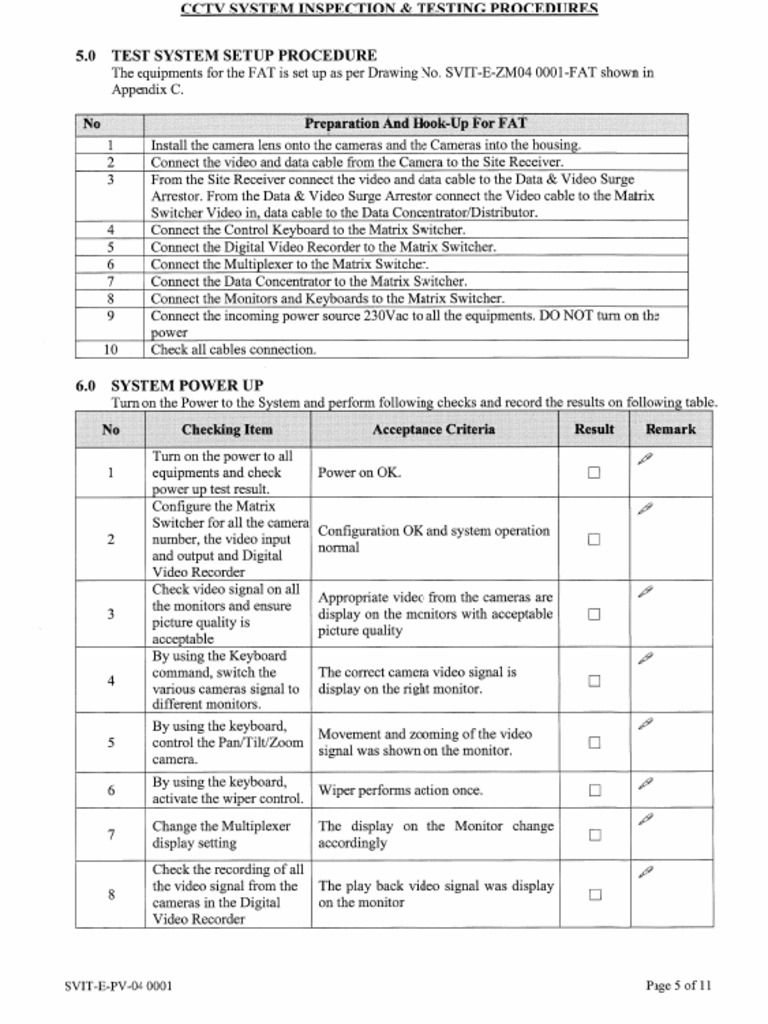Svit-E-Pv 4001 - CCTV System - Inspection Test Procedure - 12 | PDF