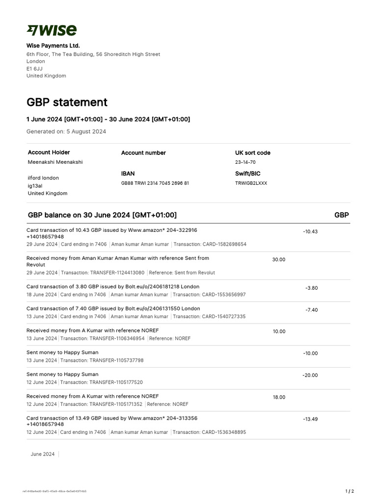 Wise Statement 9 | PDF