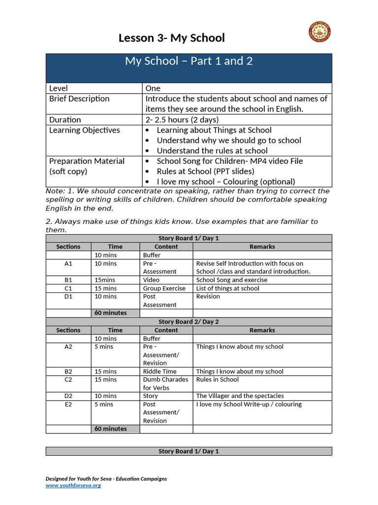 Lesson 3- My School Notes | PDF