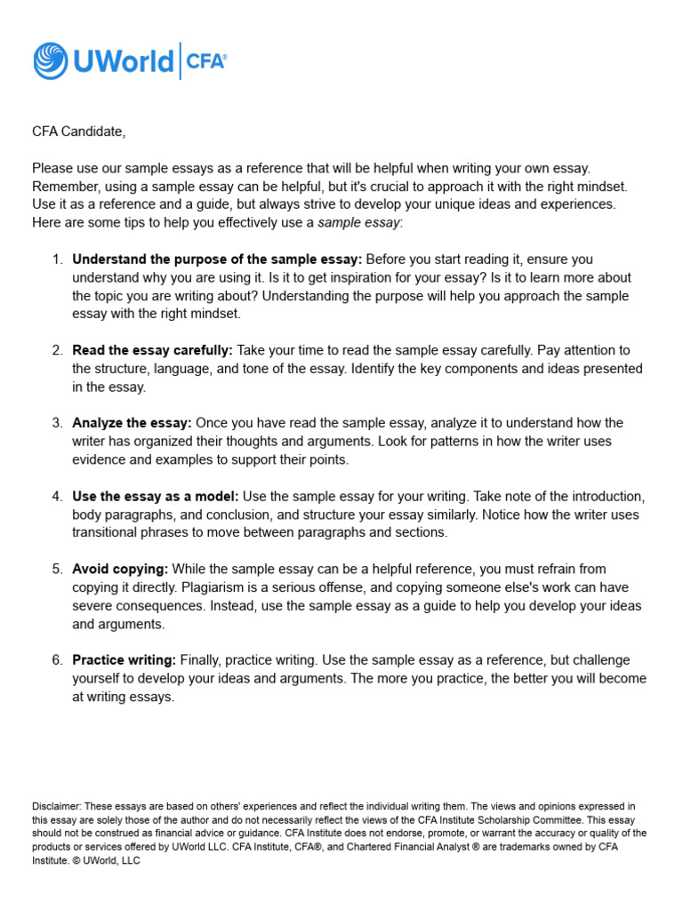 CFA Scholarship Essays | PDF
