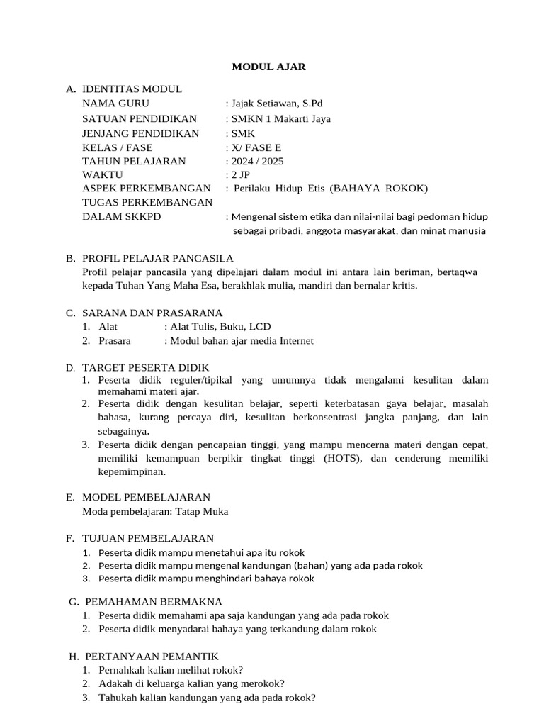 Modul Ajar Bahan Pendampingan Individu | PDF