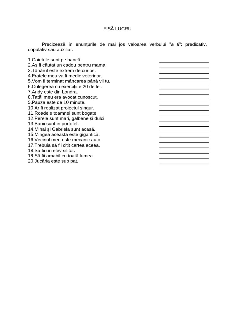 A FI - Verb Predicativ, Auxiliar, Copulativ | PDF