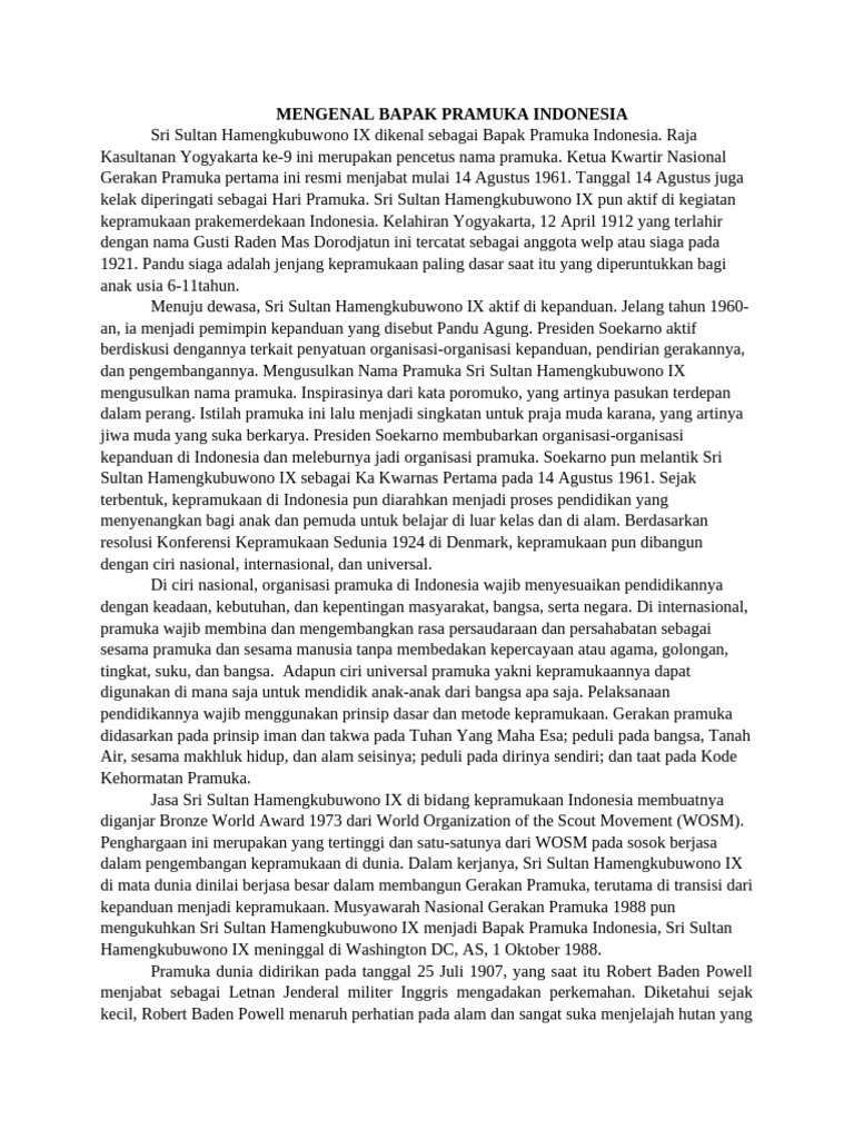 Mengenal Bapak Pramuka Indonesia | PDF