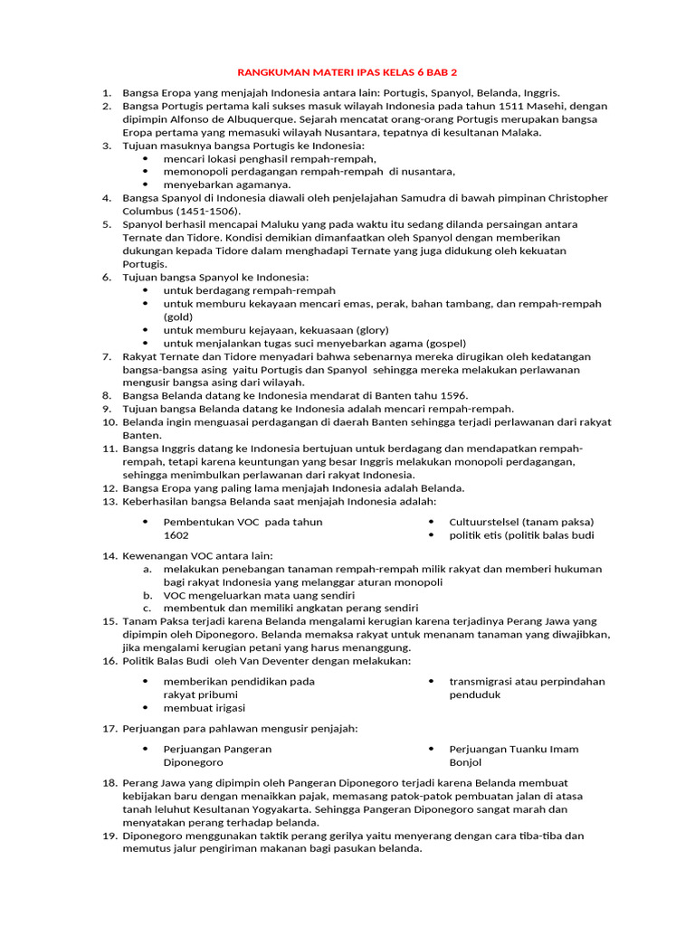 Rangkuman Materi Ipas Kelas 6 Bab 2 | PDF