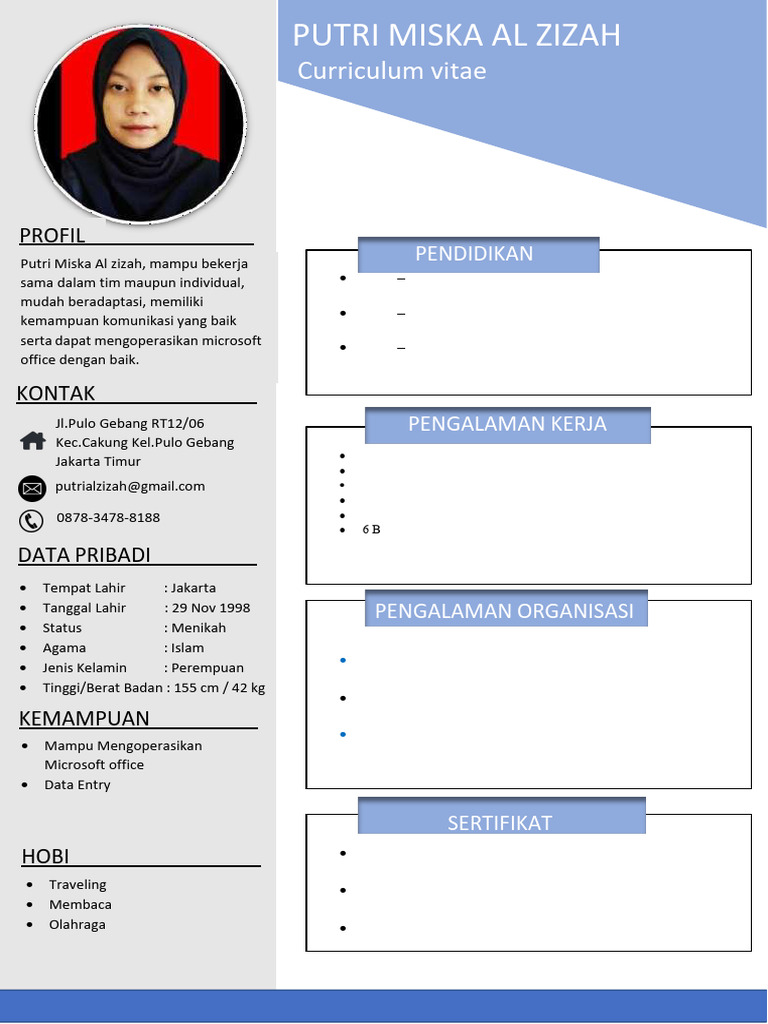 CV PUTRI MISKA AL ZIZAH BARU | PDF