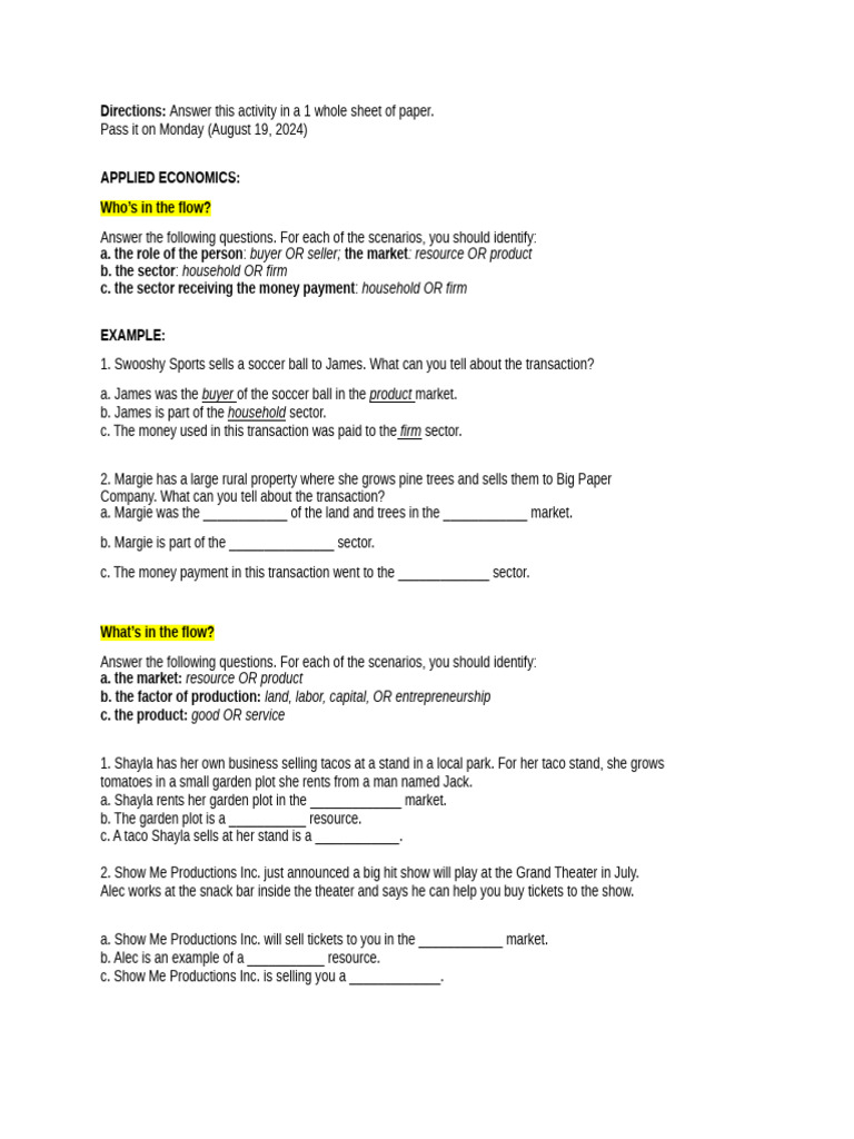 Applied Economics Activity | PDF
