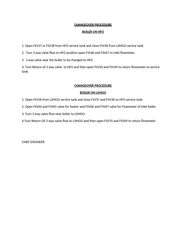 Boiler Change Over Procedure | PDF