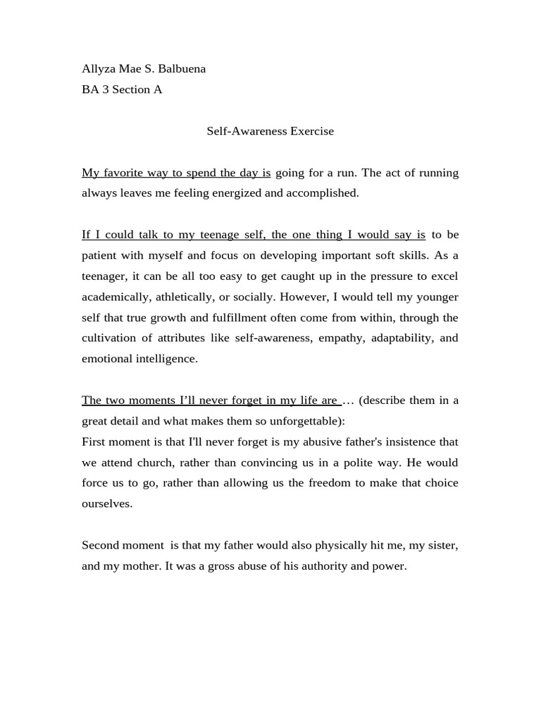 Self Awareness | PDF
