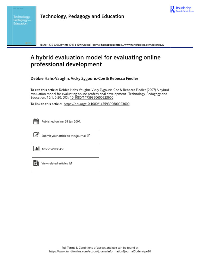 A Hybrid Evaluation Model For Evaluating Online Professional Development 1 | PDF
