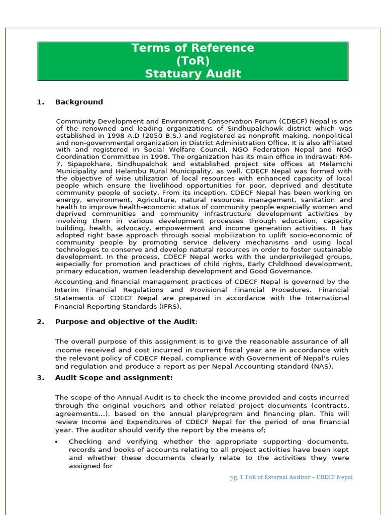 TOR-for-External-Audit (2080-81) | PDF