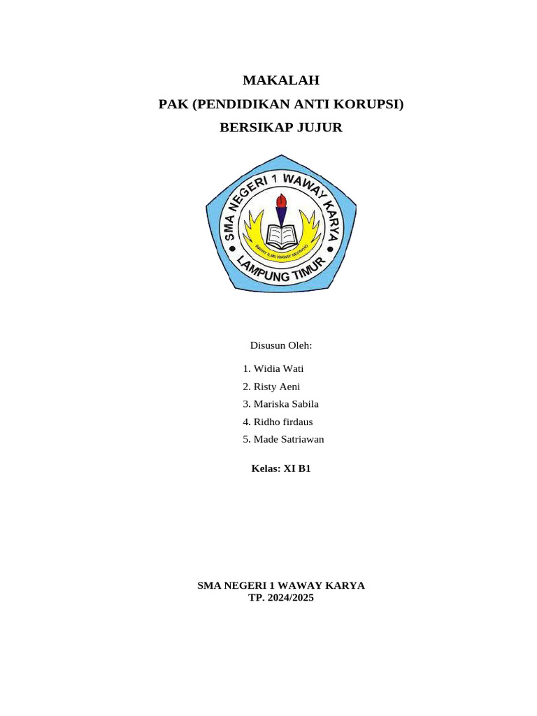 Makalah Pak Bersikap Jujur | PDF