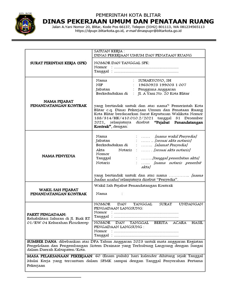 Draft Kontrak Biak | PDF