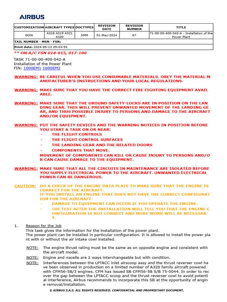 GOW - A318 - A319 - A320 - A321 - AMM - 01-May-2024 - 71-00-00-400-042 ...