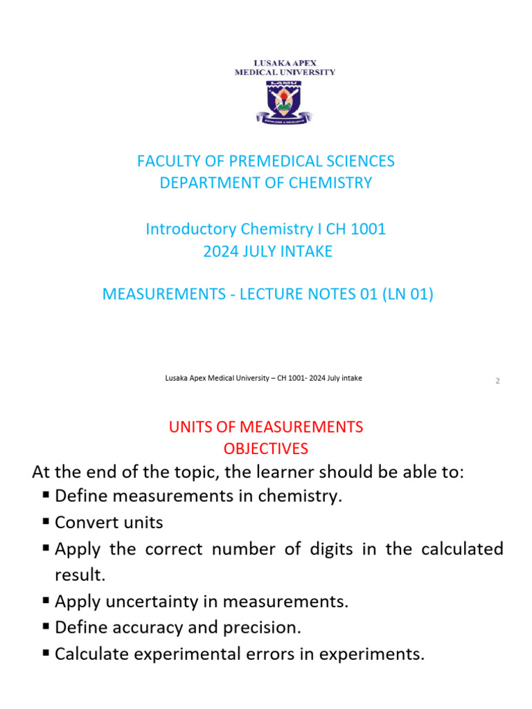 CH 1001 - Measurements - LN 01 2024 Jan Intake | PDF