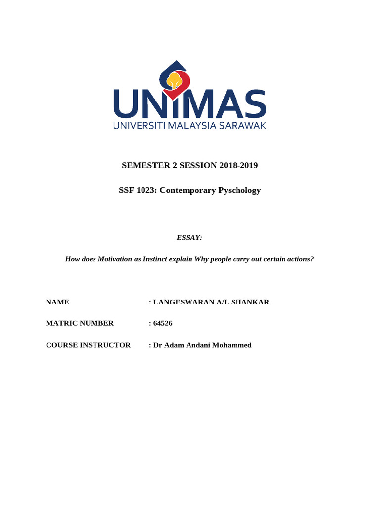 Instinct Motivation Theory | PDF