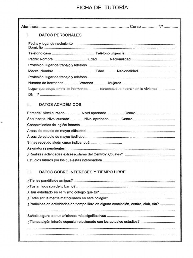 Ficha de Tutoría | PDF