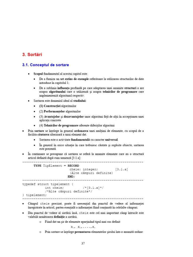 Chirila TM Sortari | PDF