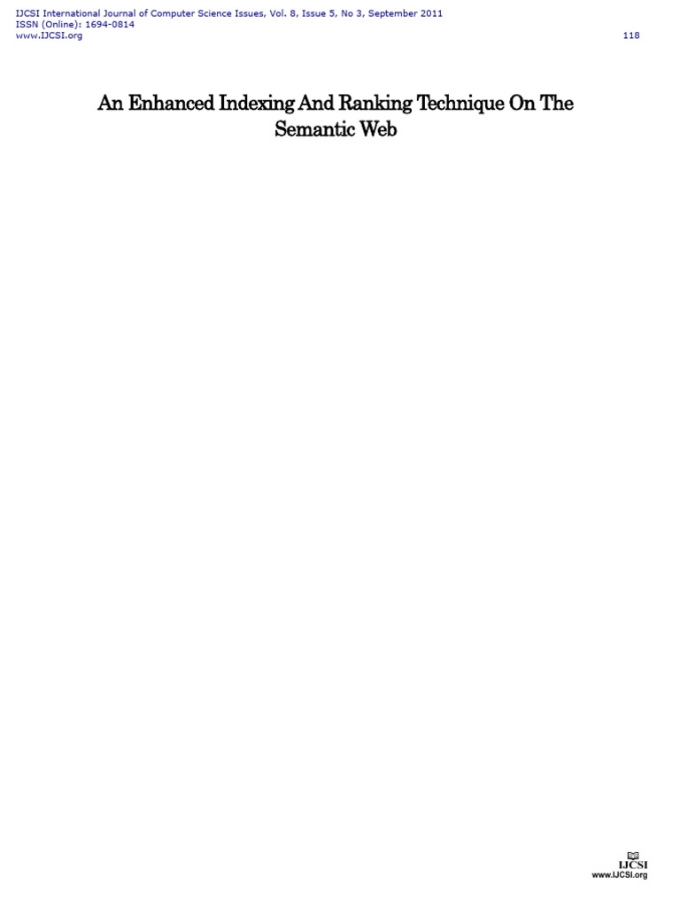 11 An Enhanced Indexing and Ranking Technique On The Semantic Web | PDF