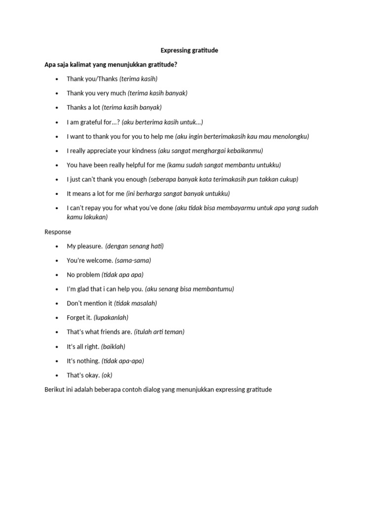 Kelas 7 - Expressing Gratitude | PDF