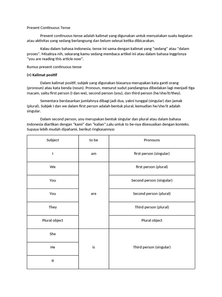 Kelas 7_Present Continuous Tense | PDF