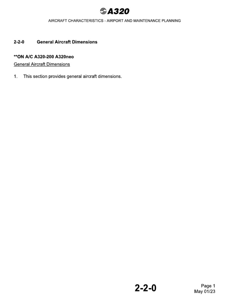Aircraft Dimensions A320 - General | PDF